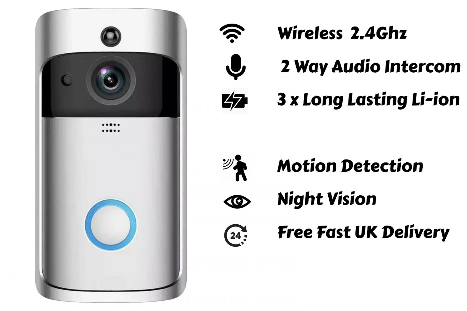 Smart Door Bell Ring Wireless 2 Way Audio/Video Intercom ...